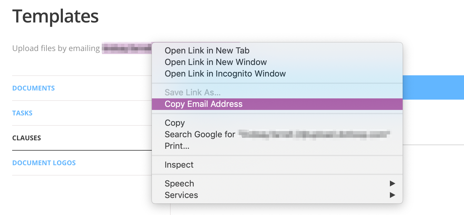 Emailing Files to Templates Inbox